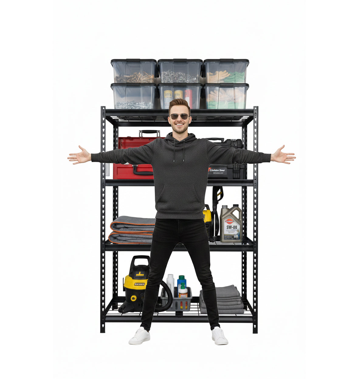 MetroStack 5 Tier Shelf - 183 x 90 x 40cm -150kg / layer - Matt Black ...